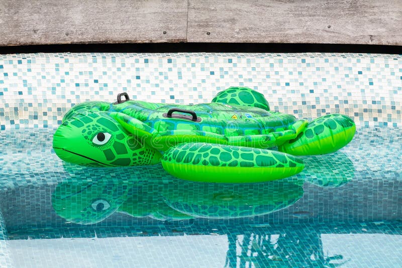 Cute Giant Green Turtle Inflatable Poolfloat in De Swimmeringspool ...