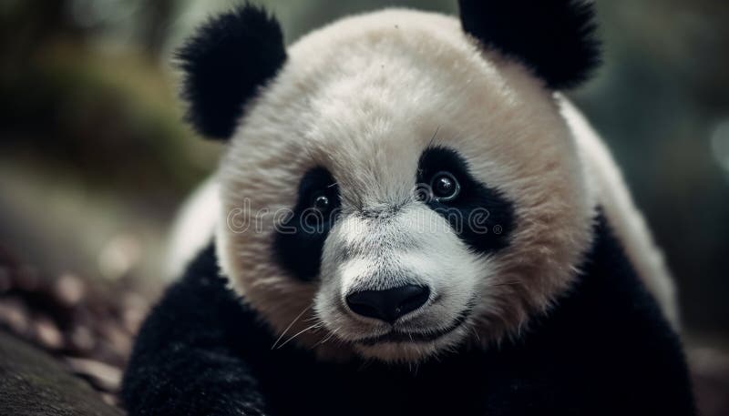 Cute Giant Panda in Nature, Close Up, Black and White Fur Generated by ...