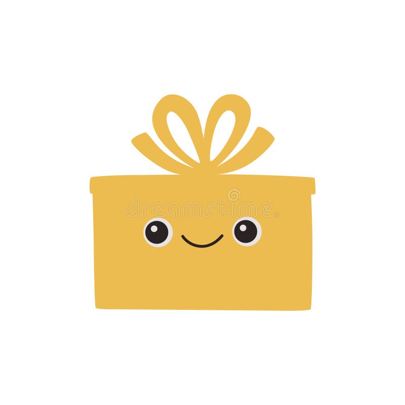 Cute Gift Box with Smiling Face Stock Vector - Illustration of emoticon ...