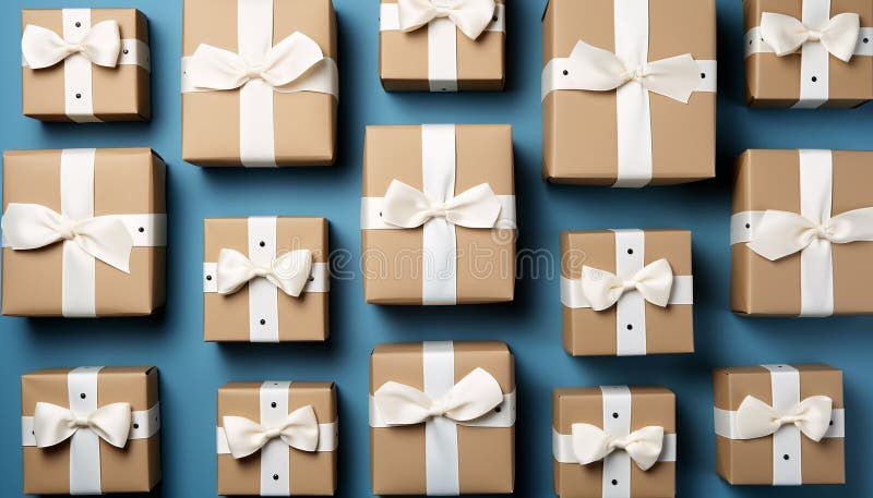 A Cute Gift Box Wrapped in Yellow Wrapping Paper Generated by AI Stock ...