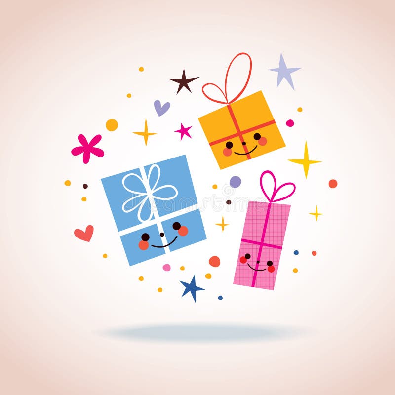 Cute gift characters stock vector. Illustration of surprise - 44239406