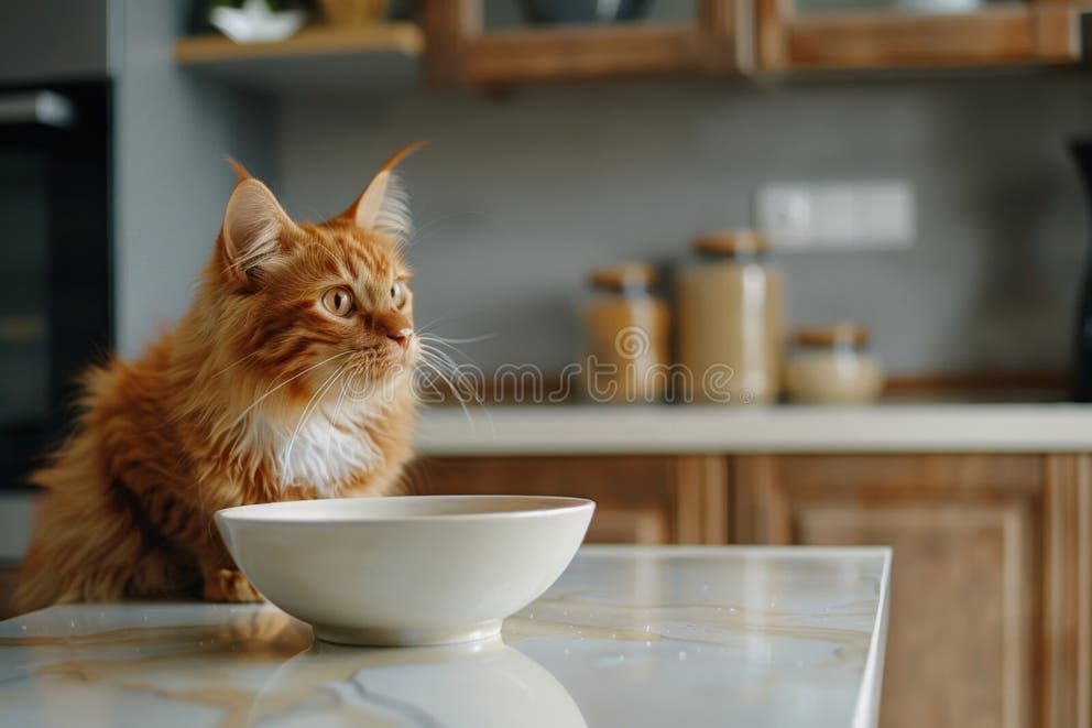 Adorable Ginger Cat in Kitchen Stock Illustration - Illustration of ...