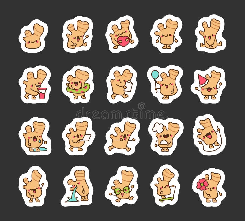 Cute Ginger Root Character. Sticker Bookmark Stock Vector ...