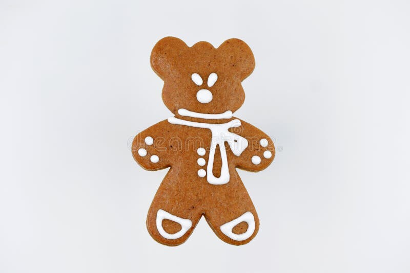 Cute Gingerbread Bear Decorated with White Icing Stock Photo - Image of ...