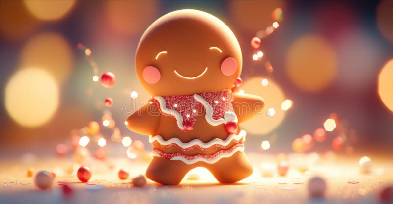 Cute Gingerbread Man Cartoon Christmas, Ai Stock Illustration ...