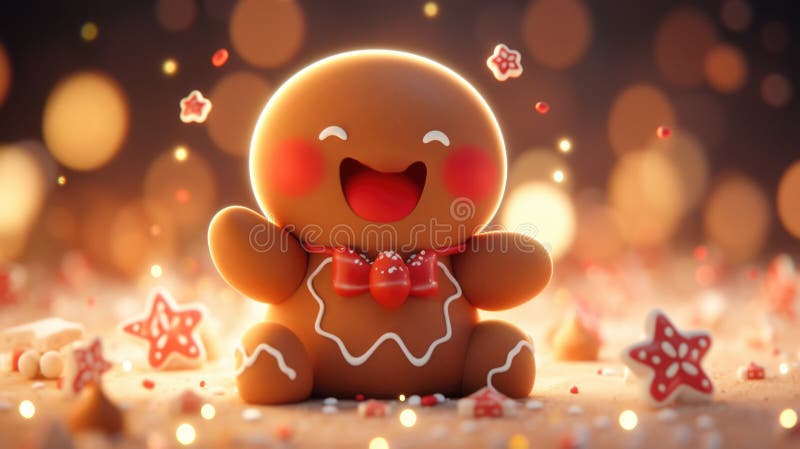 Cute Gingerbread Man Cartoon Christmas, Ai Stock Illustration ...
