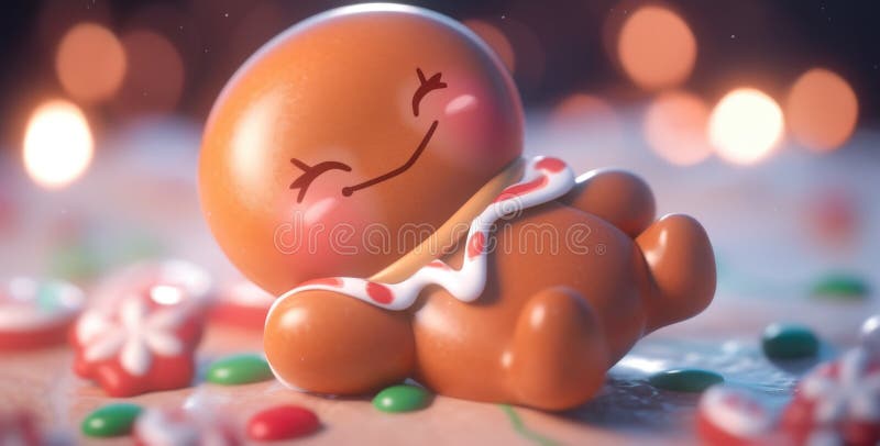 Cute Gingerbread Man Cartoon Christmas, Ai Stock Illustration ...
