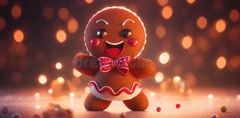 Cute Gingerbread Man Cartoon Christmas, Ai Stock Illustration ...