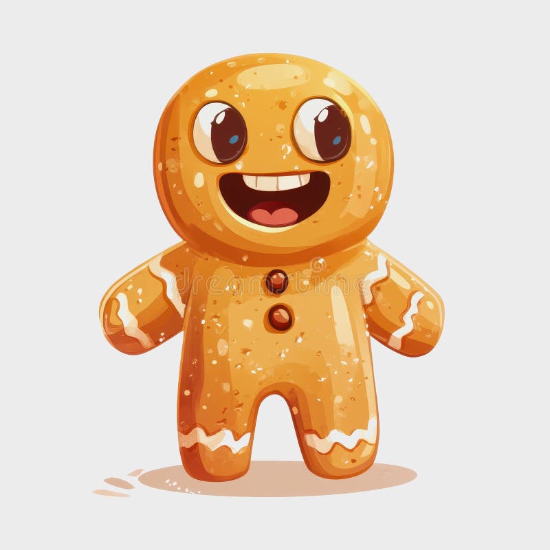 Cute Gingerbread Man Character on White Background Stock Photo - Image ...