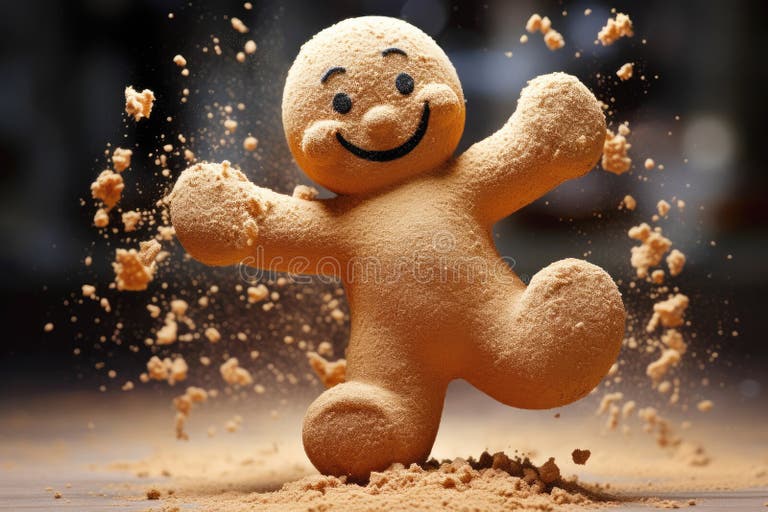 Cute Gingerbread Man Dancing Stock Illustration - Illustration of ...
