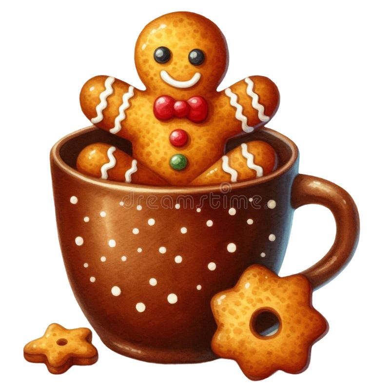 Cute Gingerbread Man Inside the Cup. Christmas Cookie Stock ...