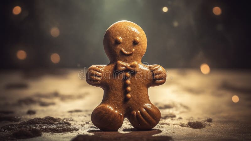 Cute Gingerbread Man on the Table with Handfuls of Flour, only One ...