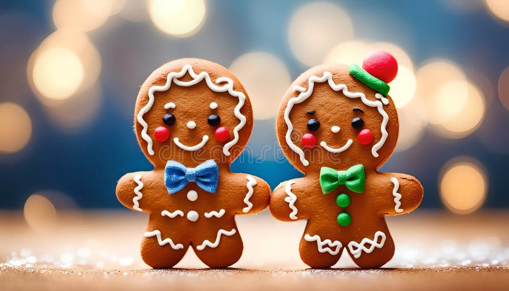 Cute Gingerbread People with Copy Space Stock Illustration ...