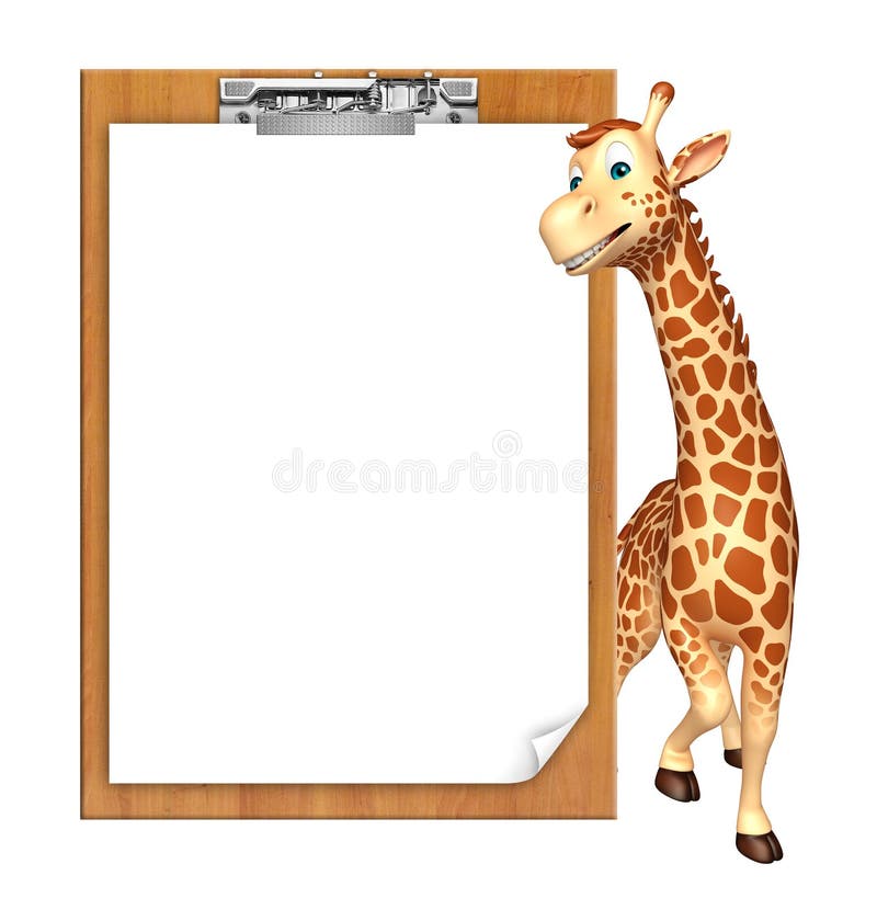 Cute Giraffe Cartoon Character with Exam Pad Stock Illustration ...