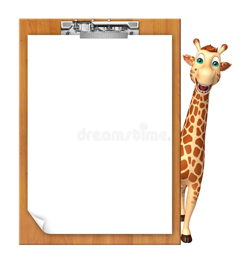 Cute Giraffe Cartoon Character with Exam Pad Stock Illustration ...