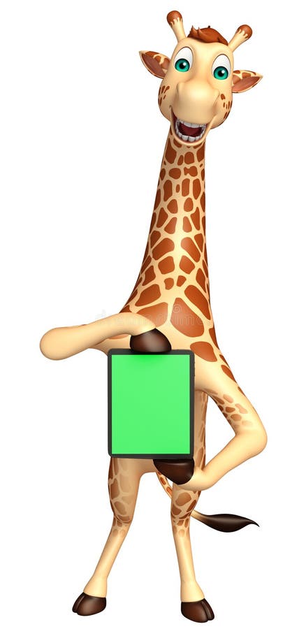 Cute Giraffe Cartoon Character with Tab Stock Illustration ...