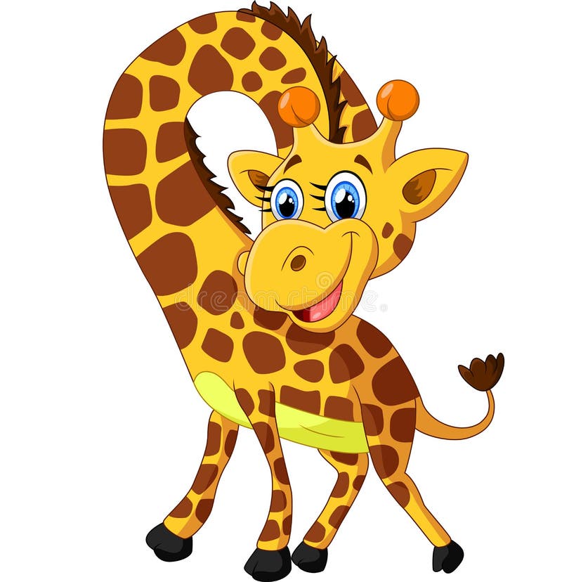 Happy Giraffe Cartoon Isolated on White Background Stock Vector ...