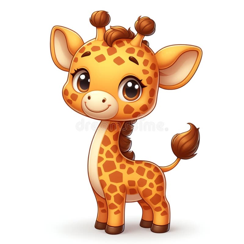 Cute Giraffe Cartoon Isolated on White Background, Suitable for Making ...