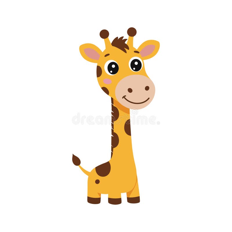 Cute Giraffe Character in Flat Design Style for Childrens Illustration ...