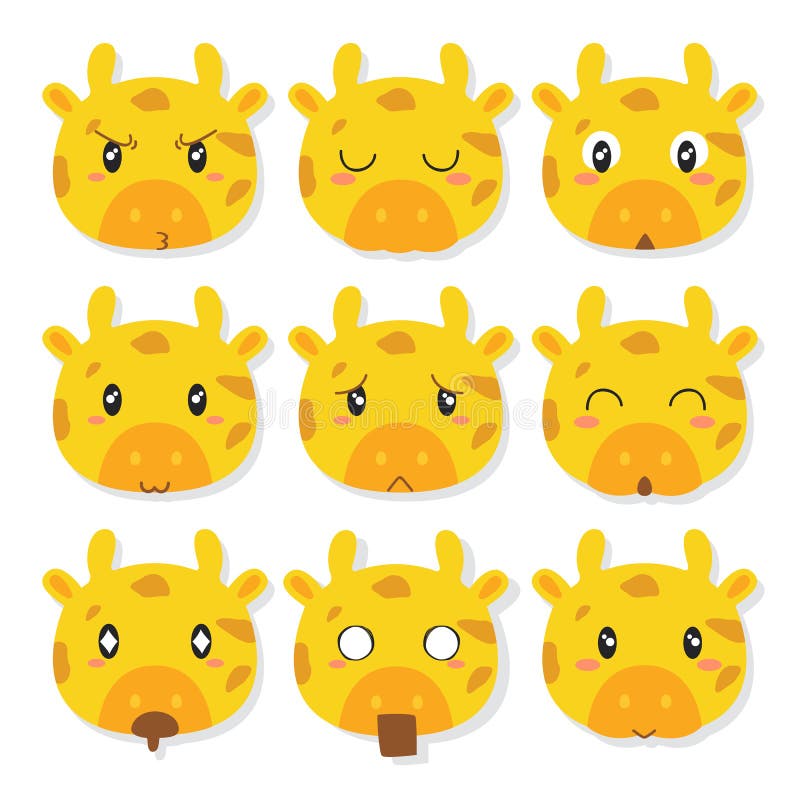 Cute Giraffe Emoticons Vector Set Vector Illustratie - Illustration of ...