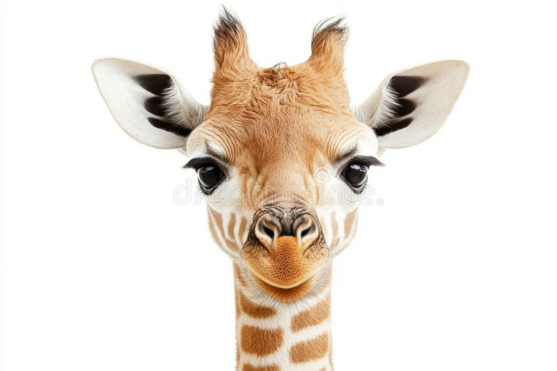 A Cute Giraffe Face Illustration Painted in Watercolor on a White ...