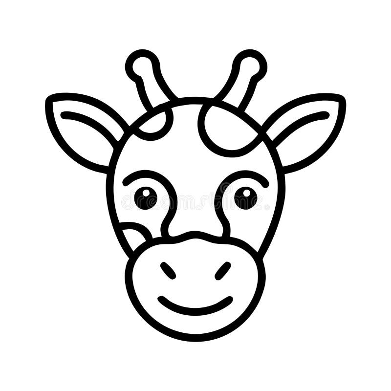Cute Giraffe Face Outline Simple Vector Illustration for Kids and ...
