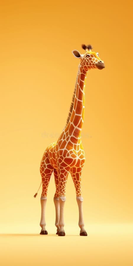 Cute Giraffe Illustration on Orange Background. Generative Ai Stock ...