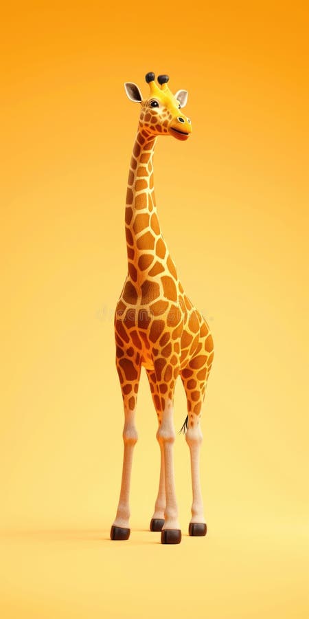 Cute Giraffe Illustration on Orange Background. Generative Ai Stock ...