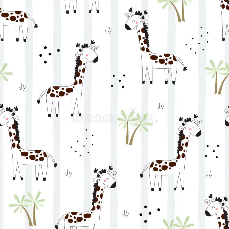 Cute Giraffe Pattern Print for Kids. Seamless Pattern. Stock Vector ...