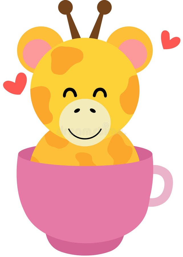 Cute Giraffe in Pink Teacup Stock Vector - Illustration of brand, adult ...