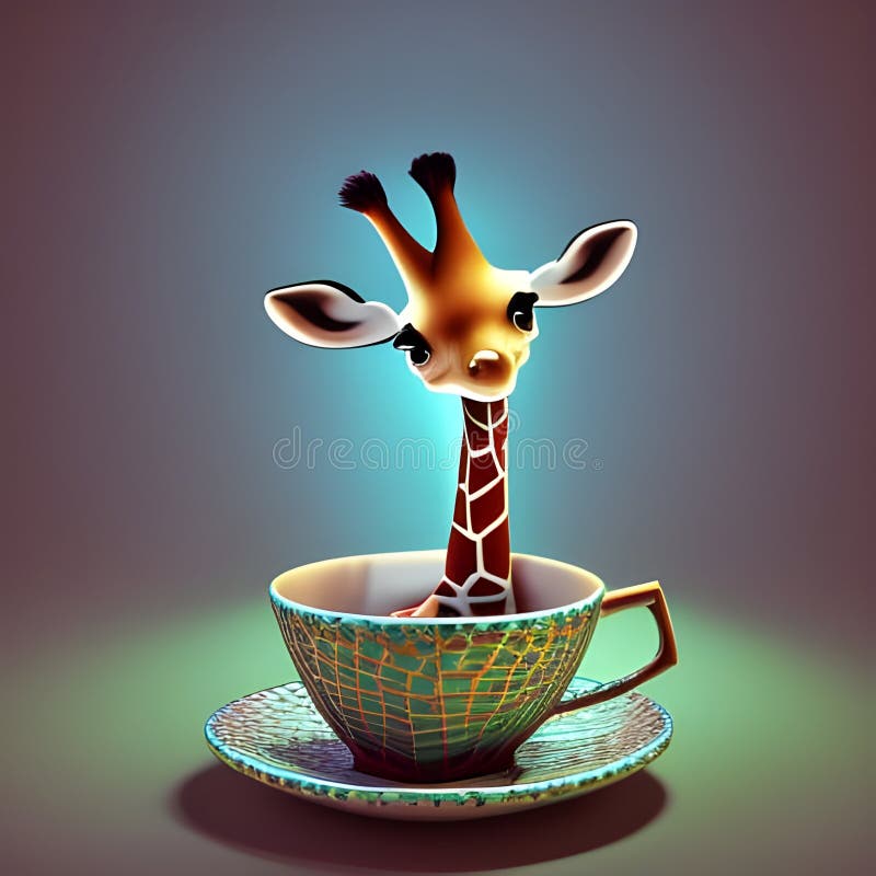 Cute giraffe in a tea cup stock illustration. Illustration of cute ...