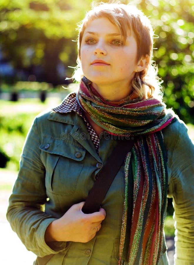 Cute girl stock image. Image of style, outdoors, green - 3521443