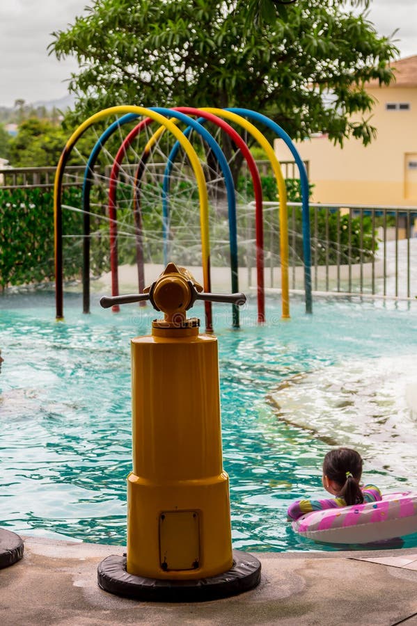 Cute Girl Alone in the Water Park Stock Photo - Image of colored, beach ...