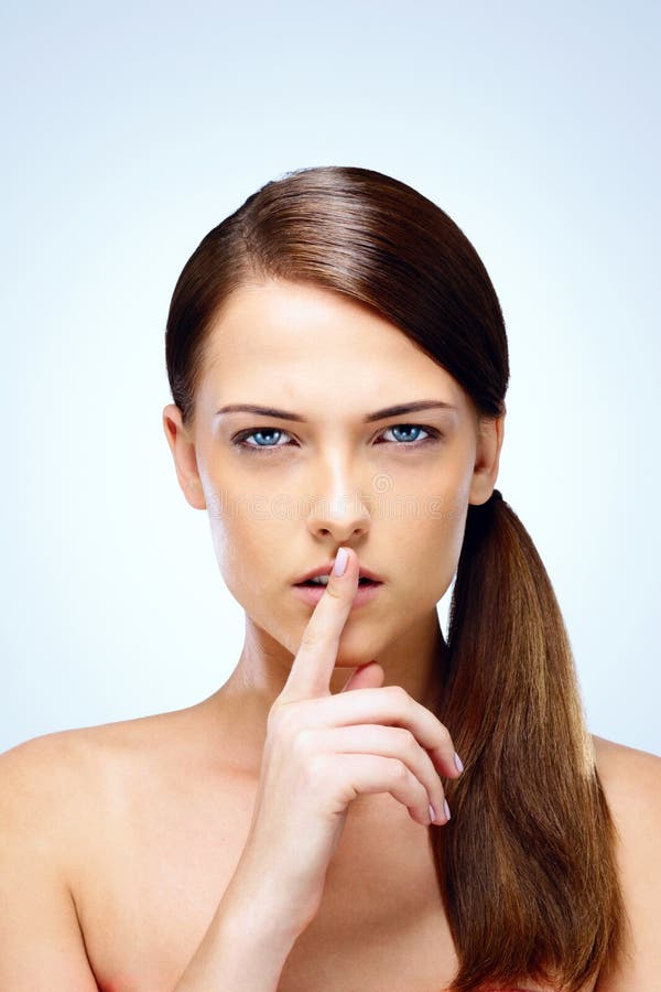 Cute girl asks for a quiet stock image. Image of closeup - 45036731