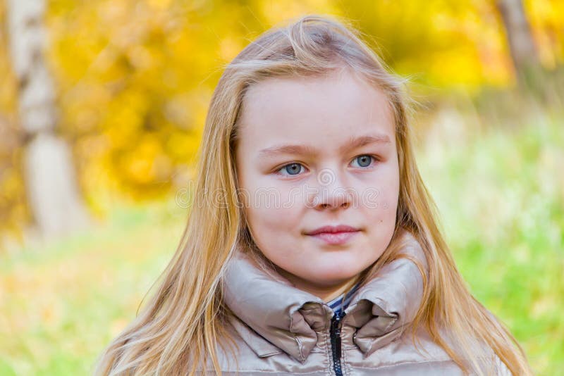 Cute girl in autumn stock image. Image of caucasian, blond - 44001049