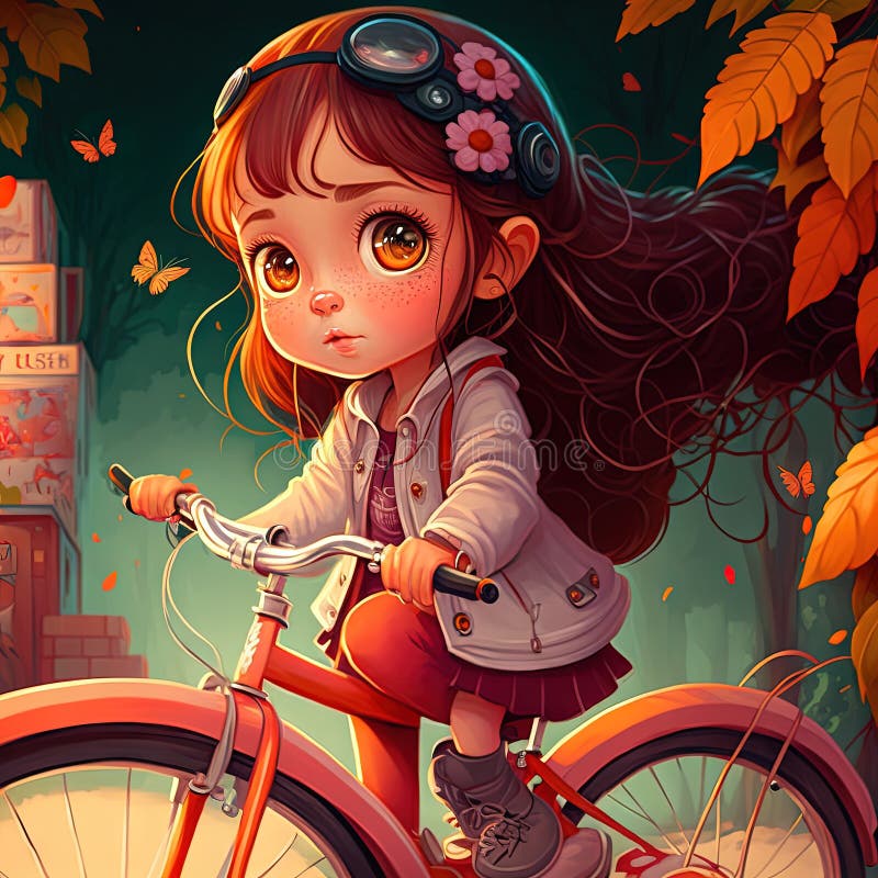 Cute Girl with Bicycle Images Generative AI Stock Photo - Image of ... Cute Girl with Bicycle Images Generative AI Stock Photo - Image of ...