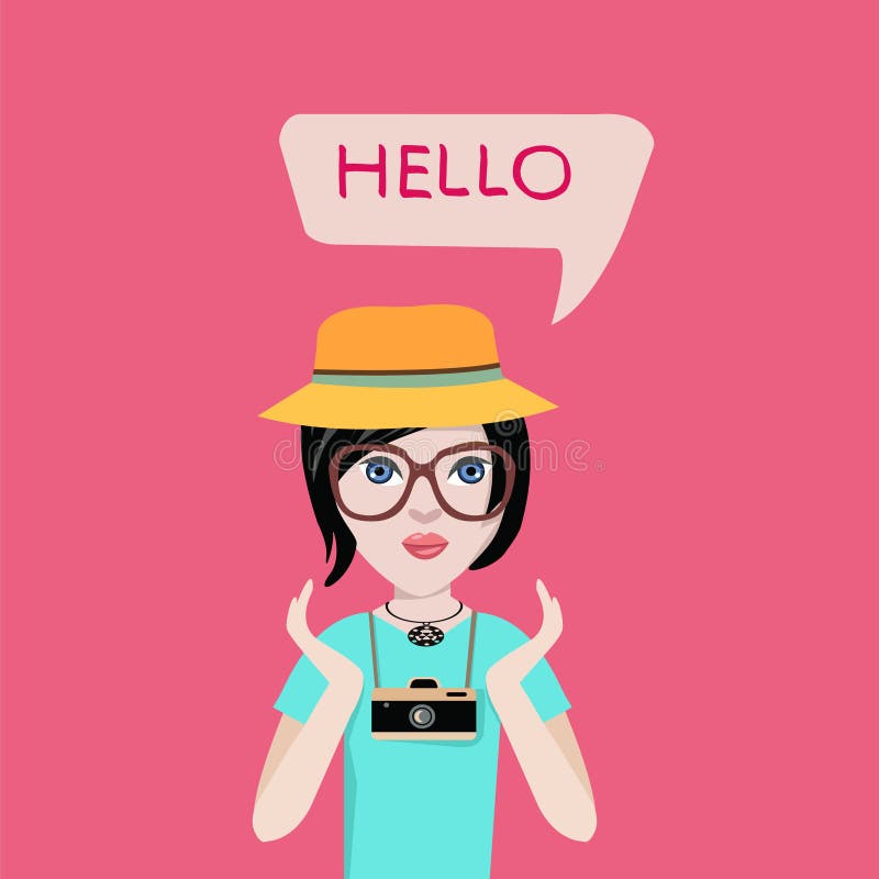 Cartoon Cute Girl Saying Hello Stock Illustrations – 192 Cartoon Cute ...