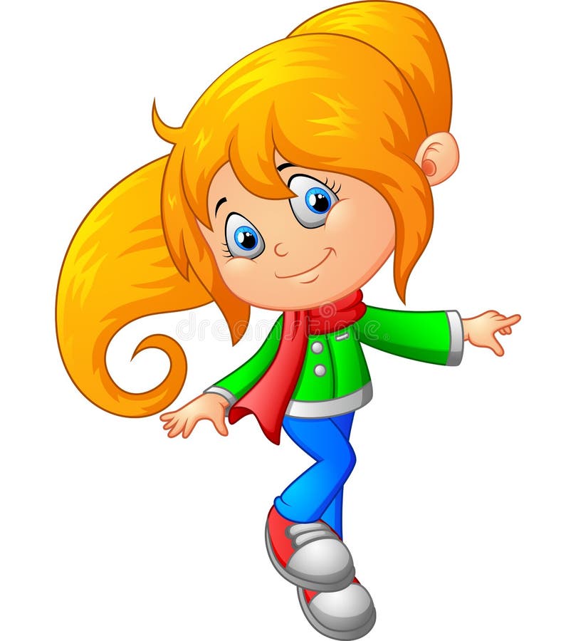 Cute Girl Cartoon Presenting Stock Vector - Illustration of sister ...