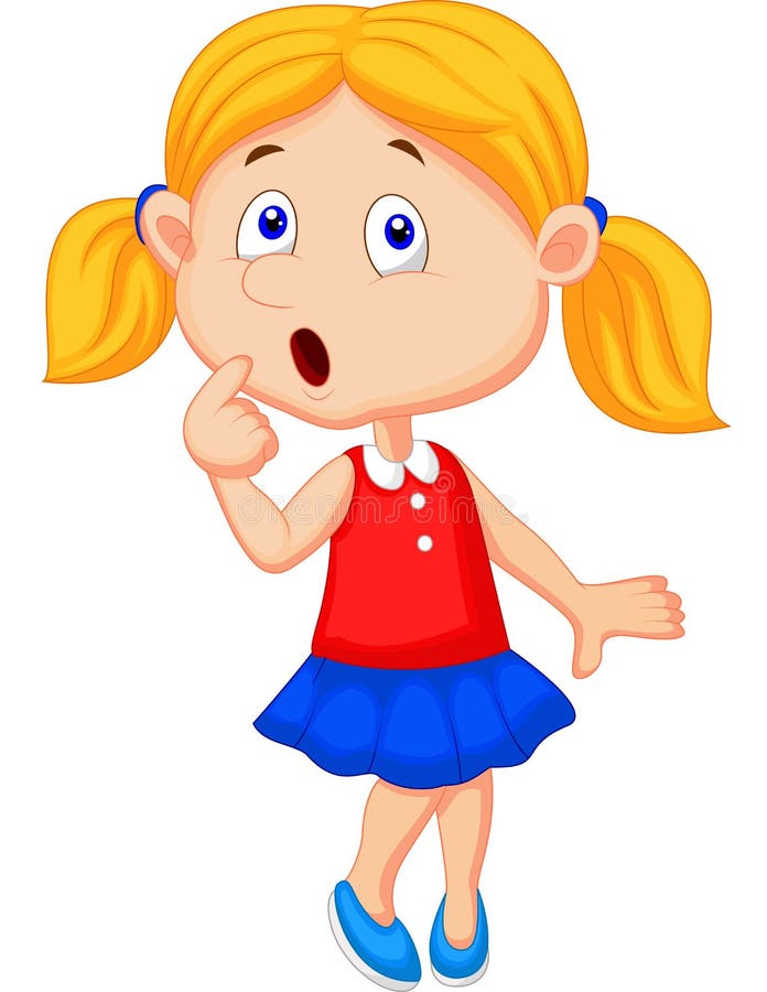 Cute girl cartoon thinking stock vector. Illustration of growing - 34612805