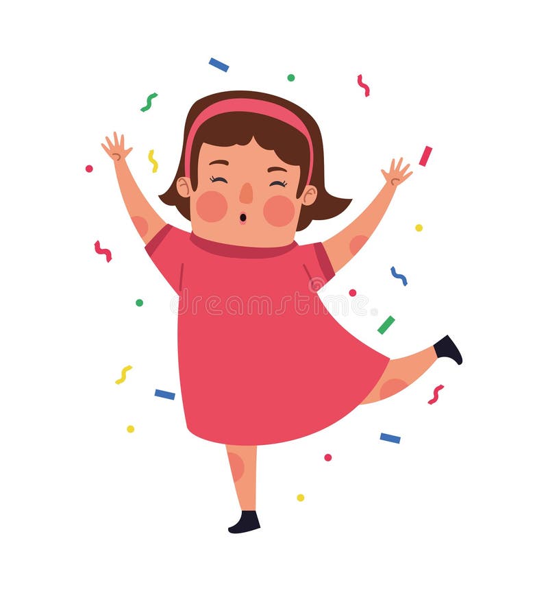 Cute girl celebrating stock illustration. Illustration of confetto ...