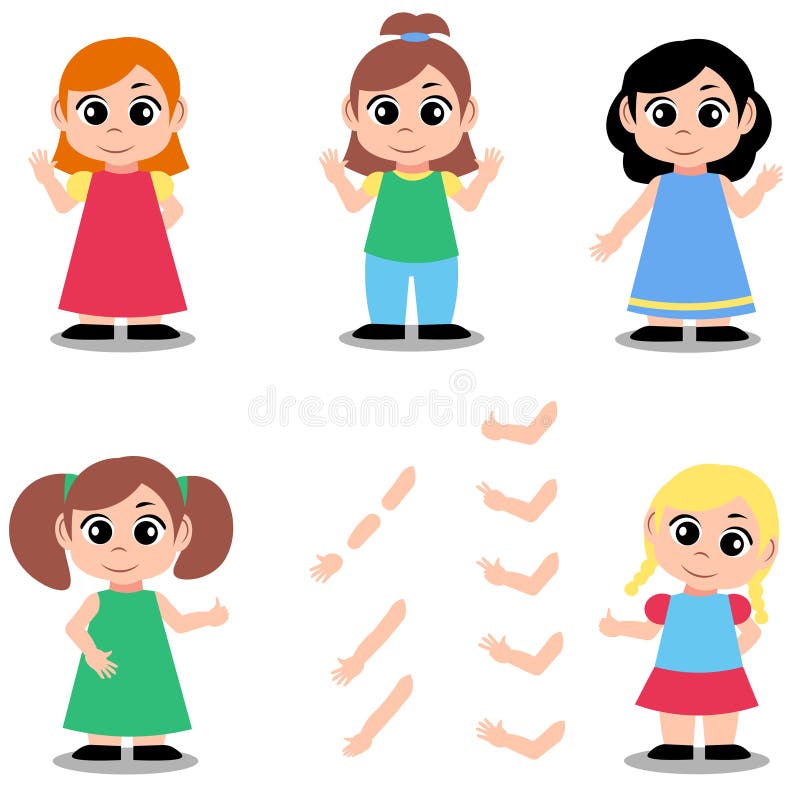 Cute Girl Character Constructor for Animation and Custom Illustrations ...