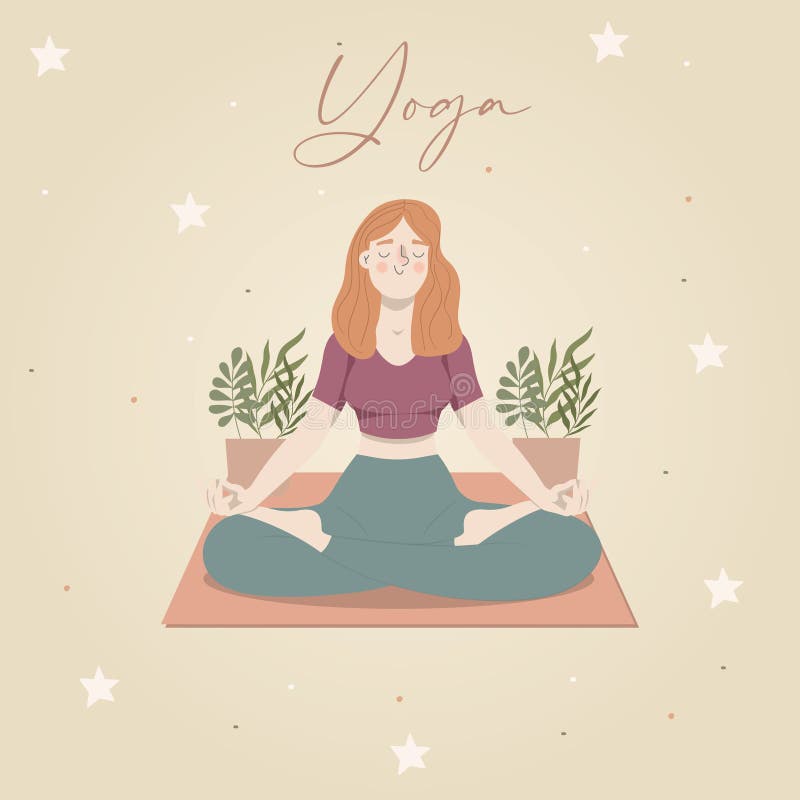Cute Girl Character Doing Yoga Concept Template Vector Stock Vector ...