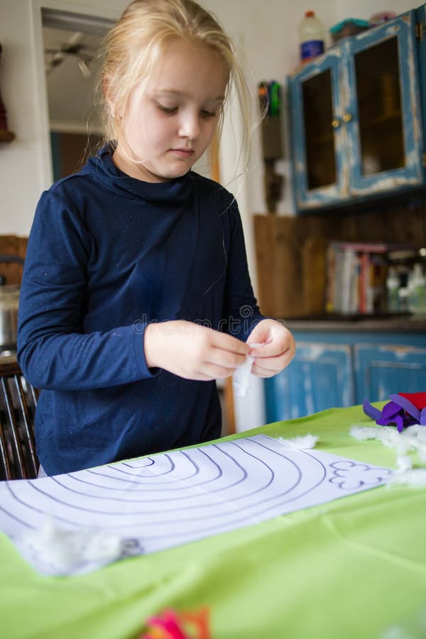 Cute Girl Doing Creative Activities at Home while in Lockdown Due To the Covid-19 Outbreak of ...