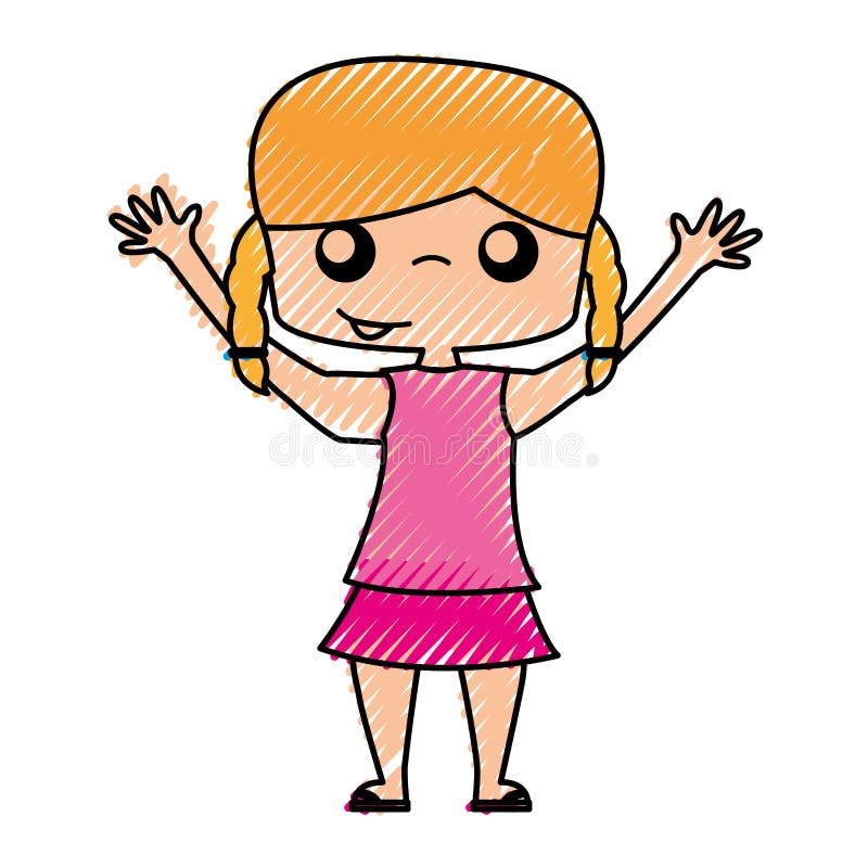 Cute Girl Drawing Character Stock Vector - Illustration of cute, lovely ...