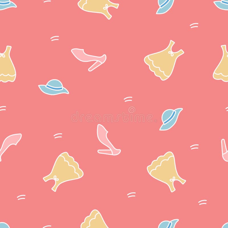 Cute Girl Dress Clothes Costume Doodle Pattern Stock Illustration ...
