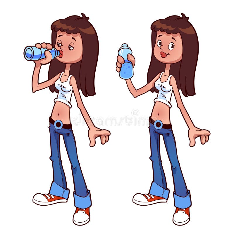 Cute Cartoon Girl Drinking Stock Illustrations – 1,892 Cute Cartoon ...