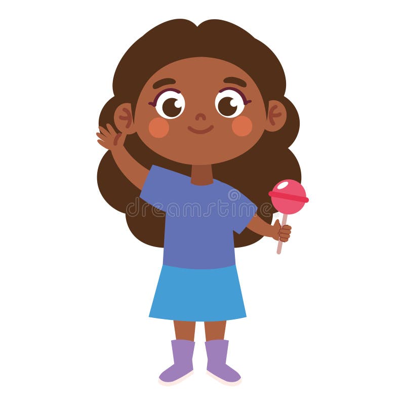 Cute girl eating candy stock vector. Illustration of girl - 341981612