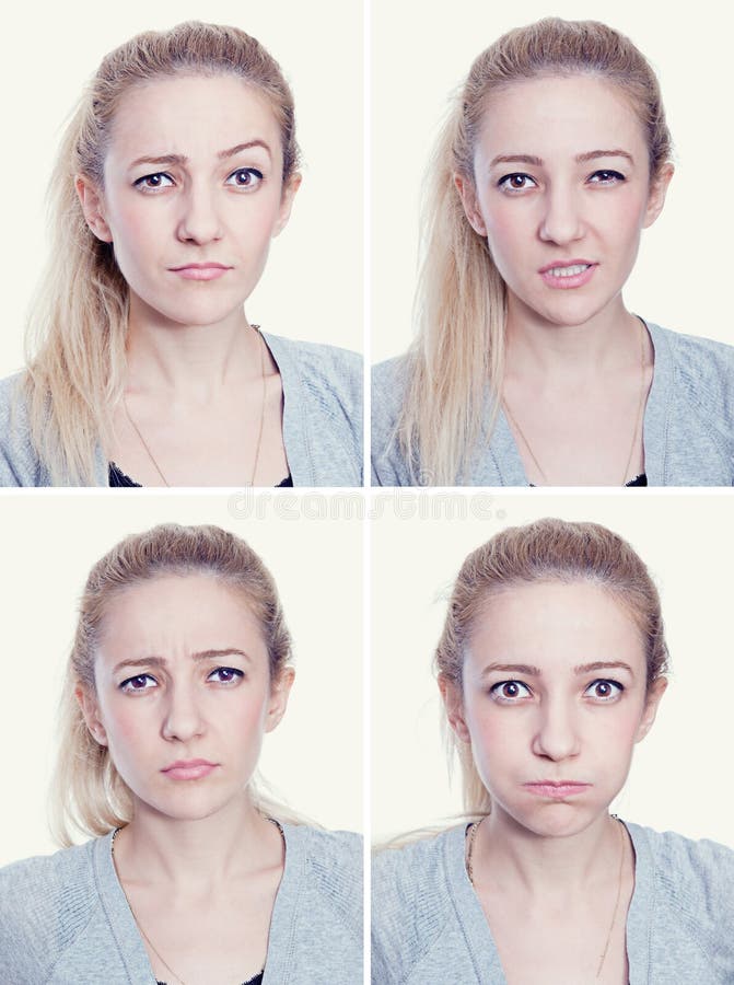 Cute Girl Emotion Square Set Stock Photo - Image of people, behavior ...