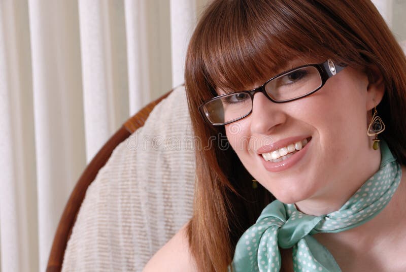 Cute Girl in Eyeglasses / Spectacles Stock Photo - Image of happiness ...