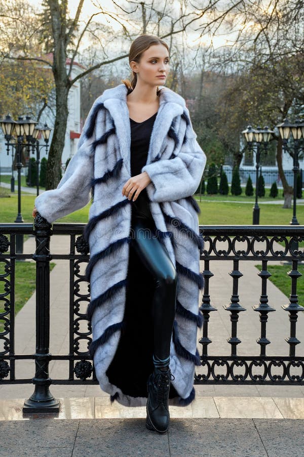 Cute girl in fur coat stock image. Image of girl, lifestyle - 222734171
